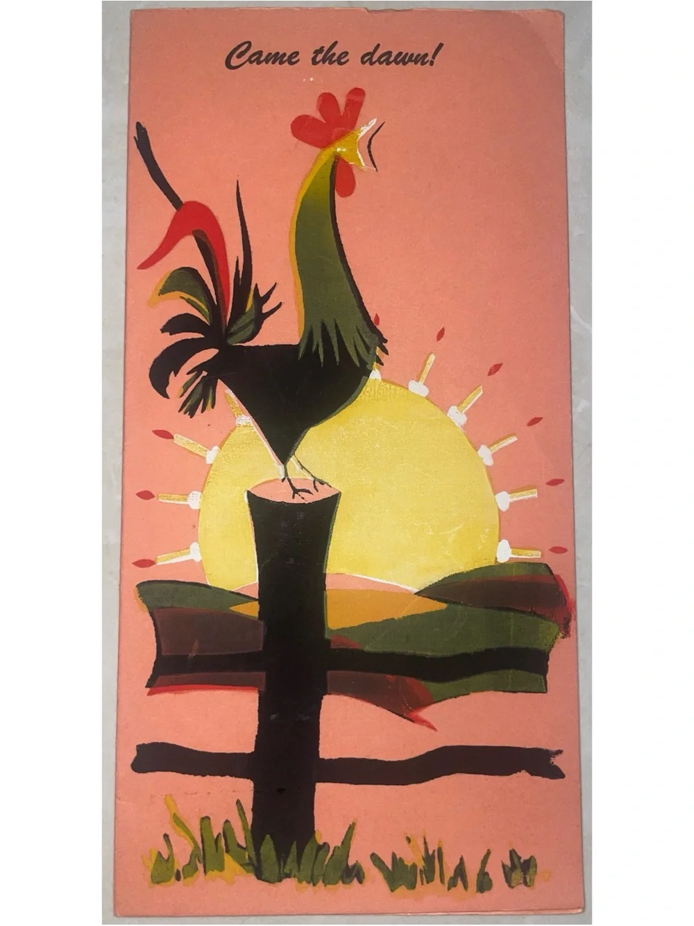 Party Supplies | Vintage Rooster Happy Birthday Card Handmade Envelope ...